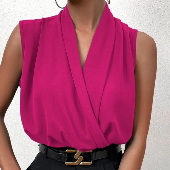 Tops | Luxe Drapey Sleeveless Minimalist Blouse | Poshmark